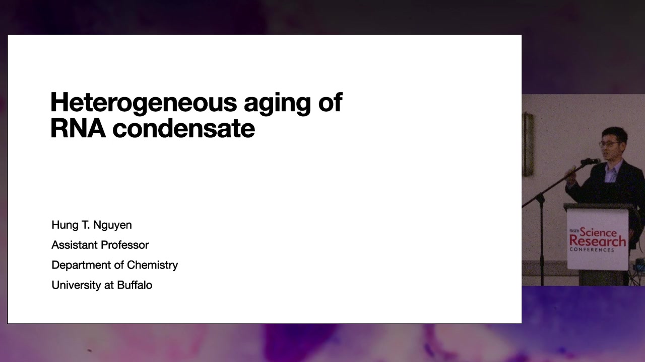 Heterogeneous aging of RNA condensate | FASEB Conferences On-Demand